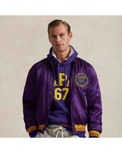 Polo Ralph Lauren Satin Varsity-inspired Jacket in Purple for Men | Lyst
