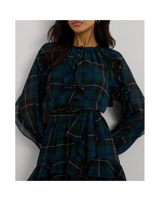 Ralph Lauren Ralph Lauren Plaid Ruffle-trim Georgette Tiered Dress in ...