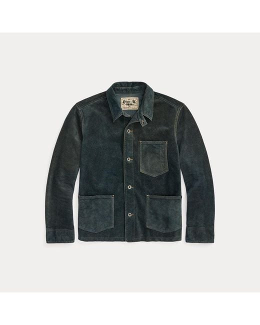 Ralph Lauren Ralph Lauren Roughout Suede Jacket in Green for Men | Lyst