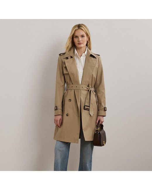 Ralph Lauren Ralph Lauren Double-Breasted Cotton-Blend Trench Coat in Natural | Lyst