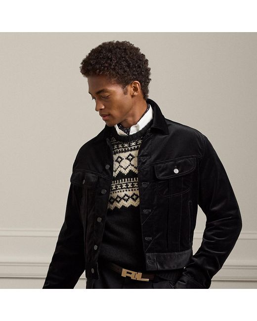 Ralph Lauren Ralph Lauren Velvet Trucker Jacket in Black for Men | Lyst