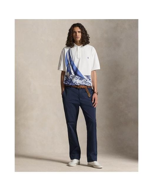 Polo Ralph Lauren Sailboat-Print Mesh Polo Shirt in Blue for Men | Lyst