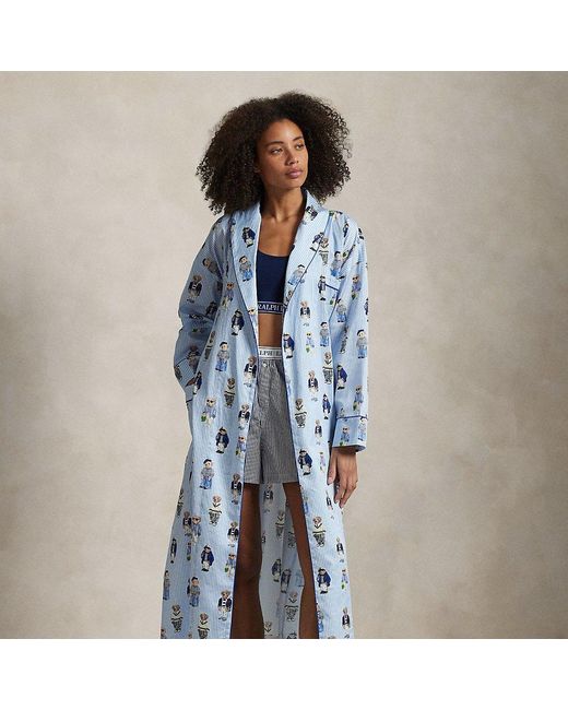 Ralph Lauren Polo Bear Cotton Robe in Blue | Lyst