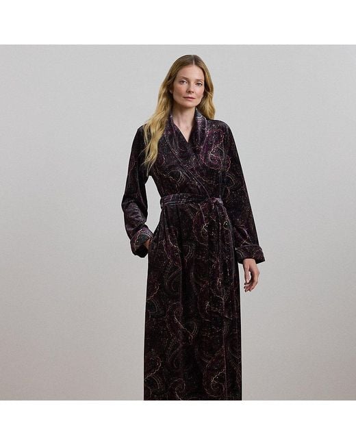 Ralph Lauren Ralph Lauren Paisley Velvet Long Shawl-collar Robe in ...