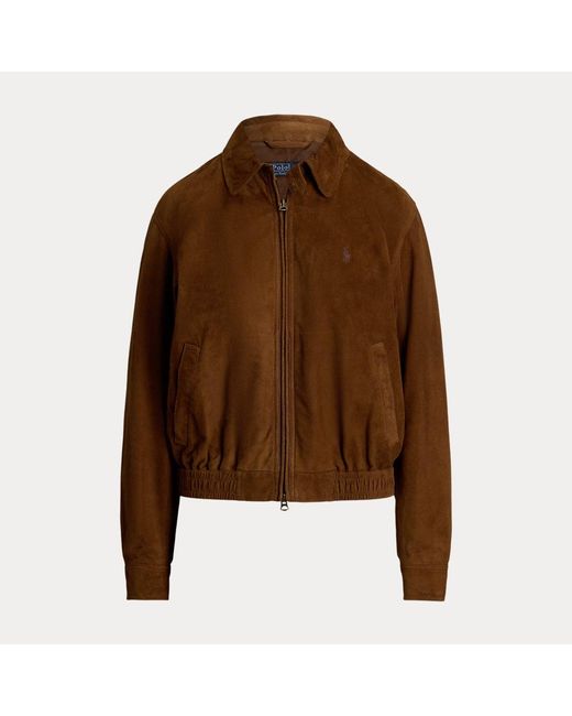 Polo Ralph Lauren Sheepskin Suede Jacket in Brown | Lyst UK