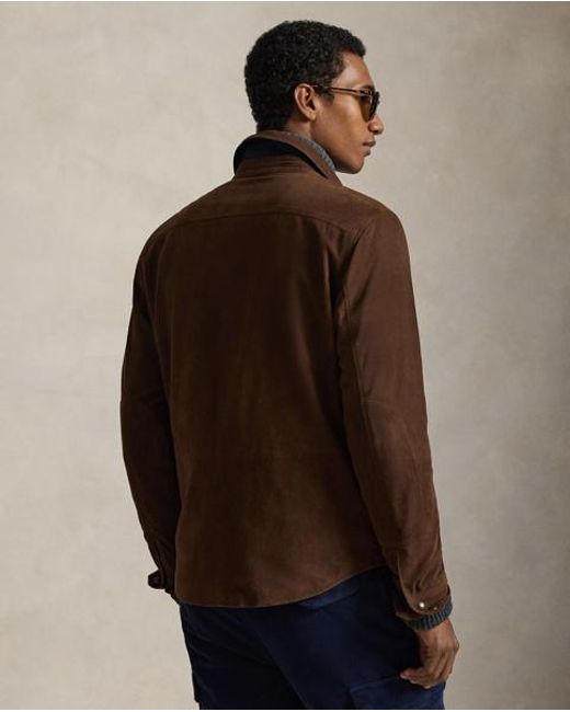 Polo Ralph Lauren Reversible Suede-Taffeta Shirt Jacket in Brown for Men | Lyst UK
