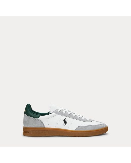 Polo Ralph Lauren Bedford Leather-Suede Trainer in White for Men | Lyst UK