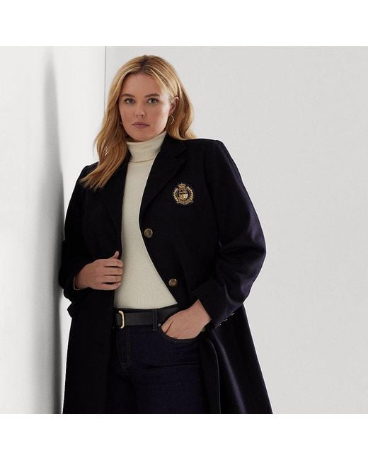 Lauren By Ralph Lauren Ralph Lauren Crest Patch Wool Blend Coat In