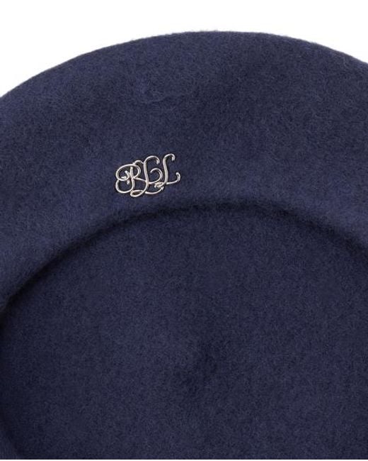 Ralph Lauren Script-Logo Felted Wool Beret in Blue | Lyst UK
