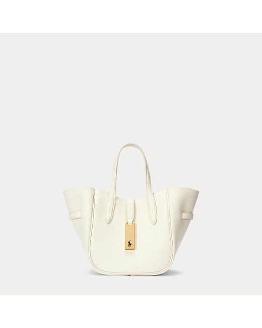 Polo Ralph Lauren Polo Id Leather Small Tote in Natural | Lyst