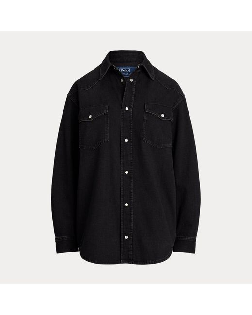 Polo Ralph Lauren Big Fit Denim Western Shirt in Black | Lyst UK