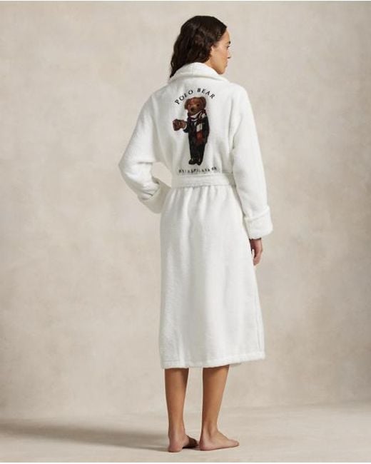 Polo Ralph Lauren Polo Bear Cotton Terry Robe in White | Lyst UK