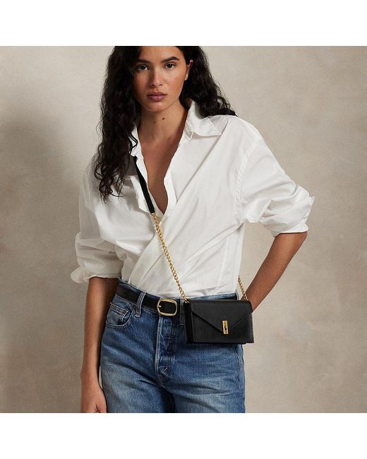 Polo Ralph Lauren Polo Id Leather Chain Wallet & Bag in Black | Lyst