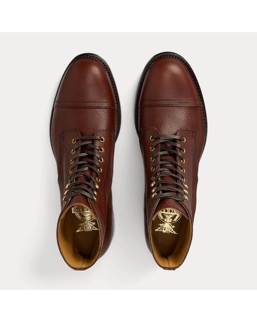 Ralph Lauren Ralph Lauren Hand-burnished Pebbled Leather Boot in Brown ...