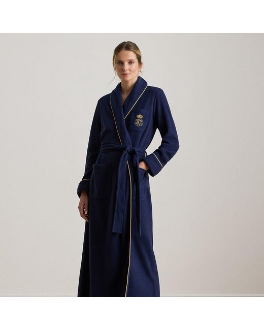 Ralph Lauren Ralph Lauren Microfleece Long Shawl-Collar Robe in Blue | Lyst