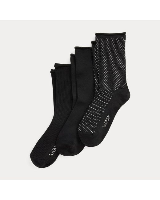 Ralph Lauren Ralph Lauren Stretch Roll-Top Sock 3-Pack in Black | Lyst