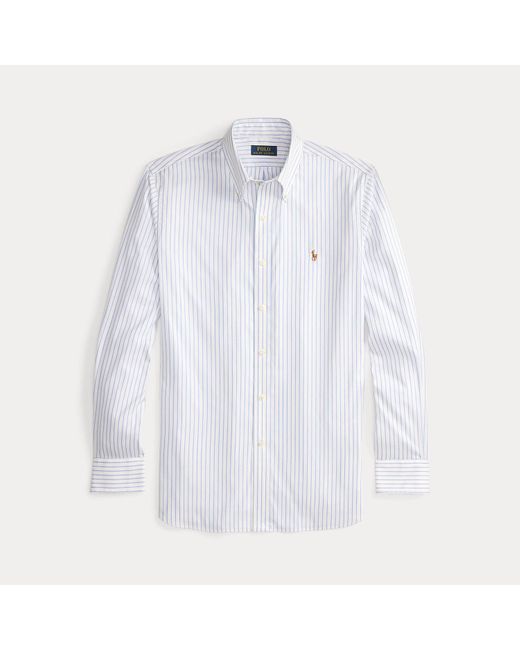 Polo Ralph Lauren Custom Fit Striped Pinpoint Oxford Shirt in White for Men | Lyst UK