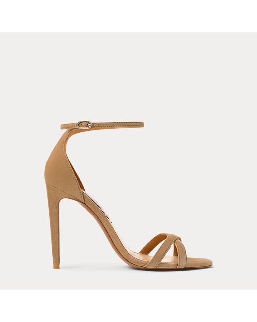 Ralph Lauren Ralph Lauren Perrin 100 Mm Goat-Suede Sandal in Brown | Lyst
