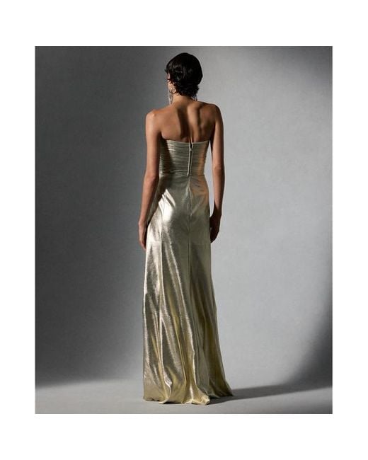 Ralph Lauren Kaylen Laminated Suede Evening Dress in Natural | Lyst UK