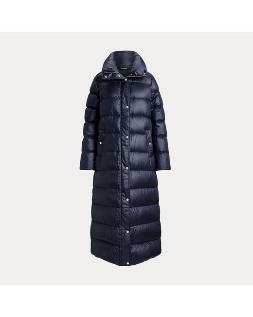 Ralph Lauren Metallic Funnelneck Down Maxicoat in Blue | Lyst UK