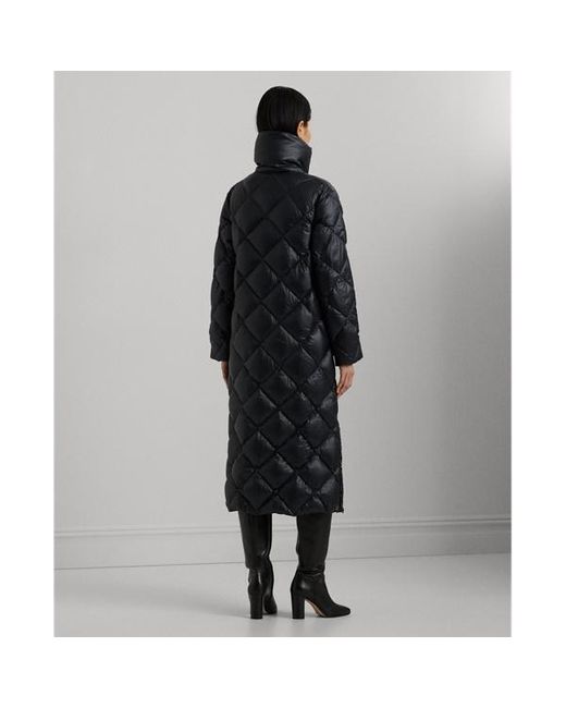 Ralph Lauren Diamond-quilted Down Funnelneck Maxicoat in Black | Lyst UK
