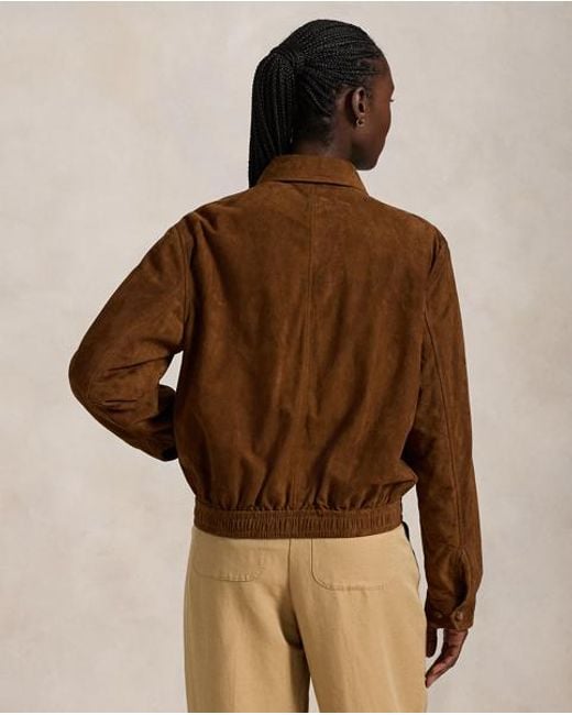 Polo Ralph Lauren Sheepskin Suede Jacket in Brown | Lyst UK