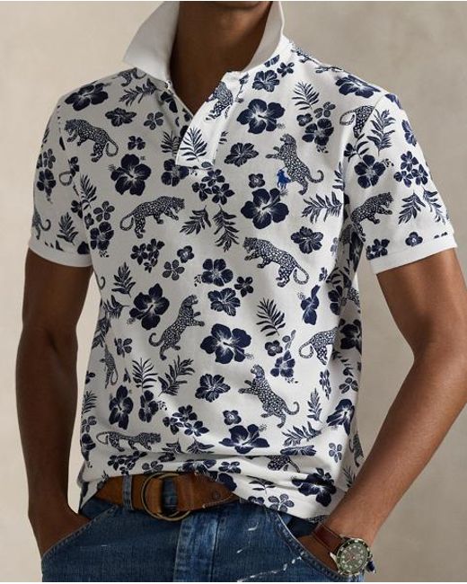 Polo Ralph Lauren Custom Slim Fit Tropical Mesh Polo Shirt in Blue for ...