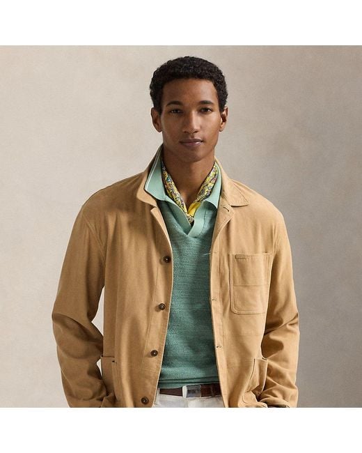 Polo Ralph Lauren Suede Utility Jacket in Green for Men | Lyst UK