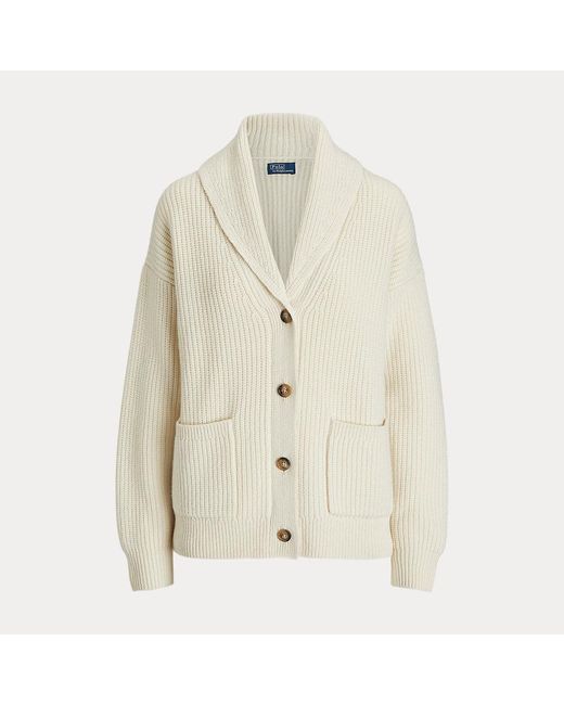 Polo Ralph Lauren Shawl-collar Wool-cashmere Cardigan in Natural | Lyst UK