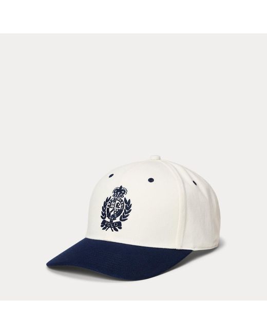 Ralph Lauren Two-Tone Crest Twill Ball Cap in Blue for Men | Lyst