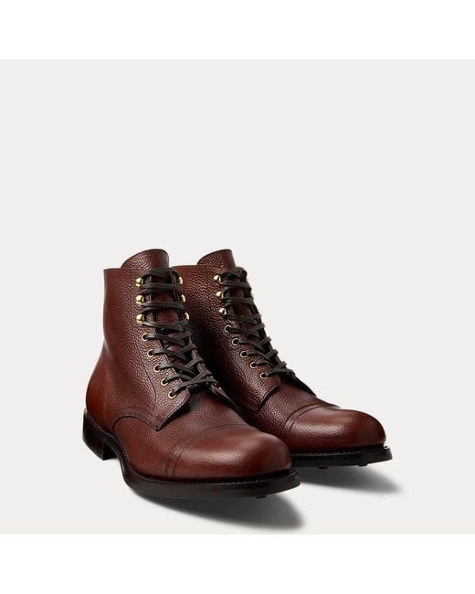 Ralph Lauren Ralph Lauren Hand-burnished Pebbled Leather Boot in Brown ...