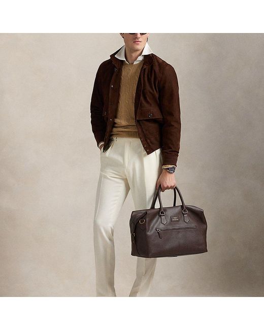 Ralph Lauren Pebbled Leather Duffel in Brown for Men | Lyst