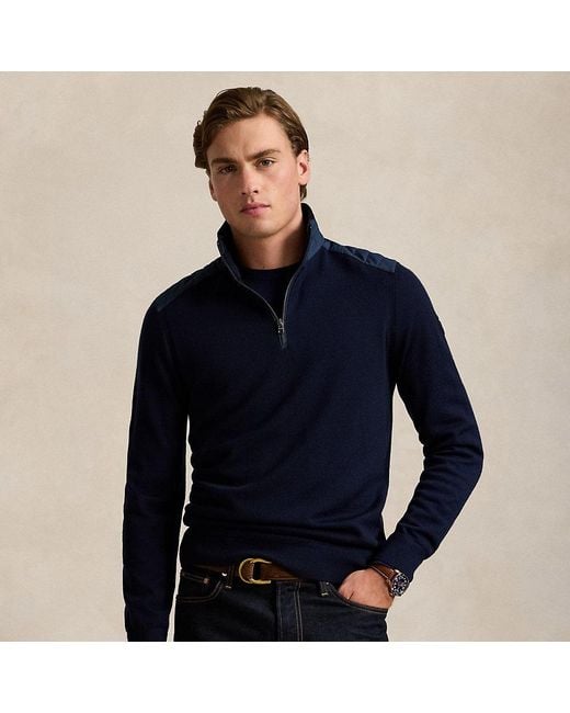 Ralph Lauren Hybrid Quarter-zip Mockneck Sweater in Blue for Men | Lyst