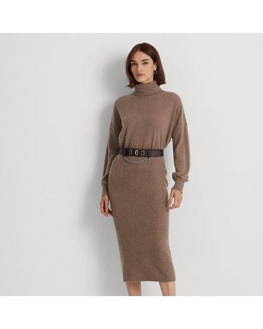 Ralph Lauren Rib Knit Wool Cashmere Skirt Lyst