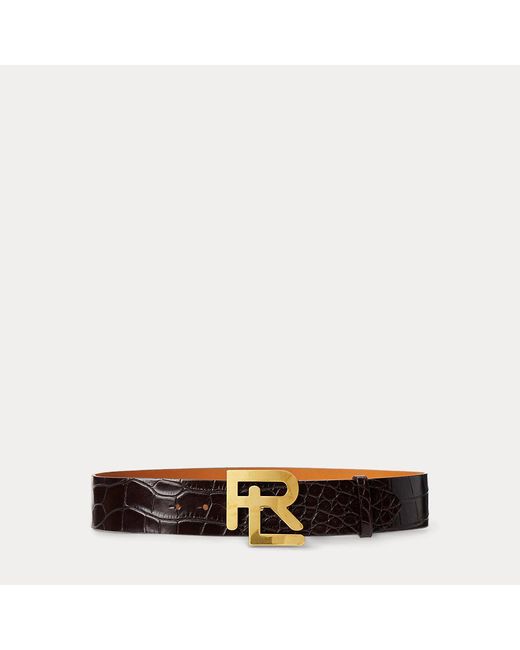 Ralph Lauren Ralph Lauren Rl Alligator Wide Belt in Brown | Lyst