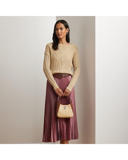 Ralph Lauren Ralph Lauren Pleated Satin Charmeuse Skirt in Brown | Lyst UK