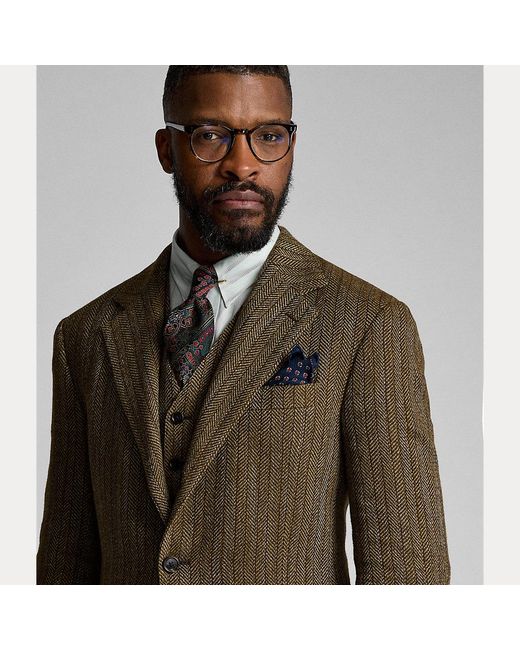 Ralph Lauren Ralph Lauren Linen-blend Herringbone Suit Jacket in Green for Men | Lyst