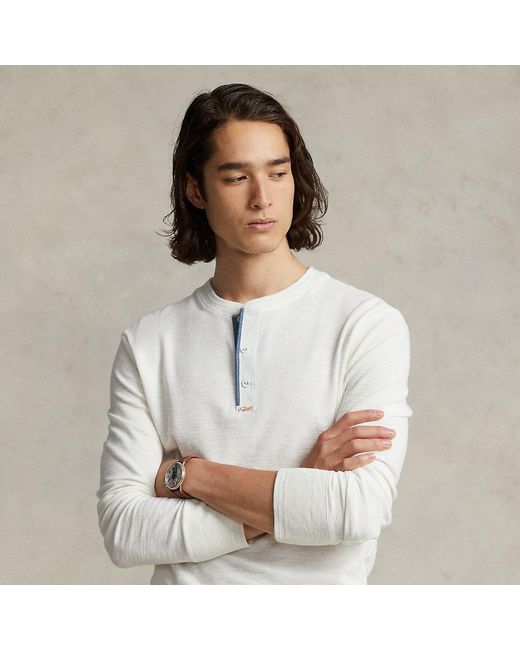 Polo Ralph Lauren Canvas Slub Waffle Knit Henley Shirt For Men Lyst