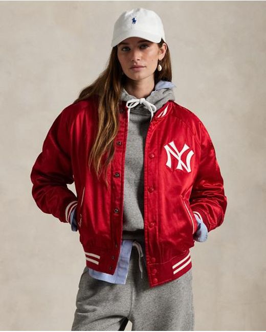 Polo Ralph Lauren Polo Ralph Lauren Lauren Yankees Satin Jacket in Red ...