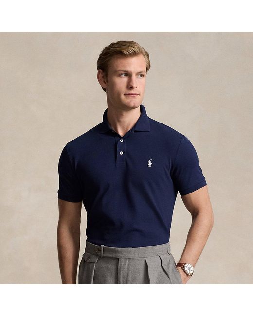 Polo Ralph Lauren Custom Slim Fit Stretch Mesh Polo Shirt in Blue for Men | Lyst