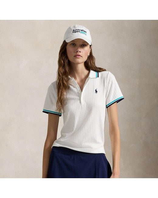 Polo Ralph Lauren Australian Open Rib-Knit Polo Shirt in White | Lyst UK