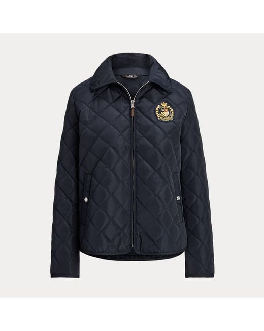 Ralph Lauren Crest-Patch Diamond-Quilted Jacket in Blue | Lyst UK