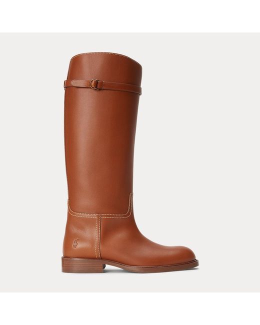 Polo Ralph Lauren Calfskin Tall Riding Boot in Brown | Lyst