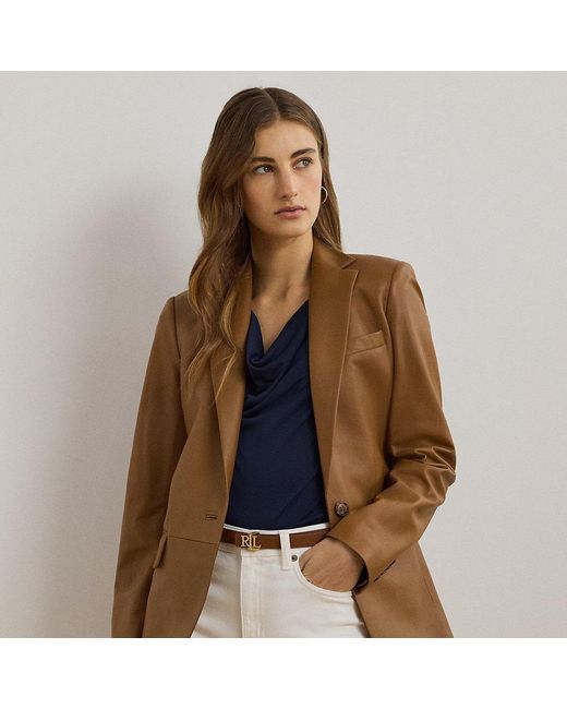 Ralph Lauren Ralph Lauren Lambskin Blazer in Brown | Lyst