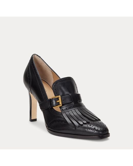 Ralph Lauren Colleen Geperforeerde Leren Kiltie Pump in het Zwart | Lyst NL