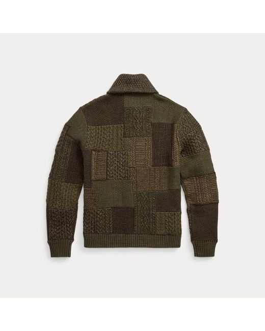 Ralph Lauren Ralph Lauren Patchwork Wool-blend Shawl Cardigan in Green for Men | Lyst