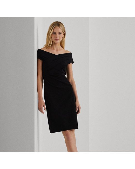 Ralph Lauren Ralph Lauren Crepe Off-the-shoulder Cocktail Dress in Black | Lyst UK