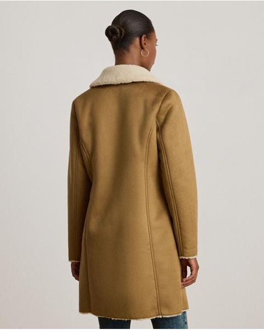 Ralph Lauren Faux-Shearling-Suede Coat in Natural | Lyst UK