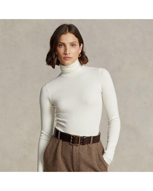 Ralph Lauren Stretch Ribbed Turtleneck in Gray | Lyst Ralph Lauren Stretch Ribbed Turtleneck in Gray | Lyst