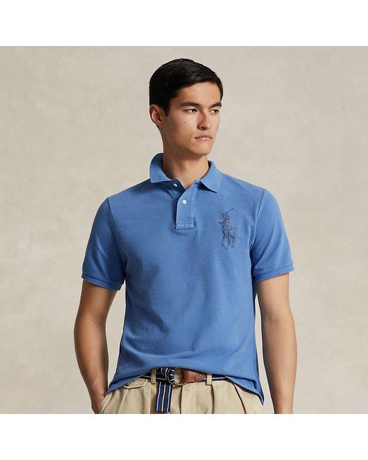 Polo Ralph Lauren Classic Fit Big Pony Mesh Polo Shirt in Blue for Men | Lyst UK